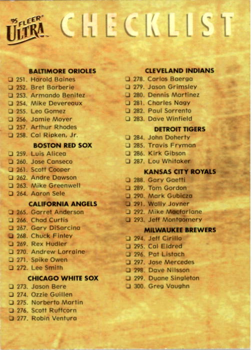 1995 Ultra #448 Checklist - NM-MT