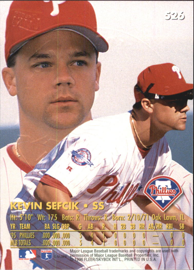 1996 Ultra Gold Medallion #526 Kevin Sefcik - NM-MT