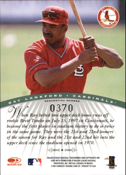 1997 Donruss Signature Autographs Millennium #78 Ray Lankford - NM-MT
