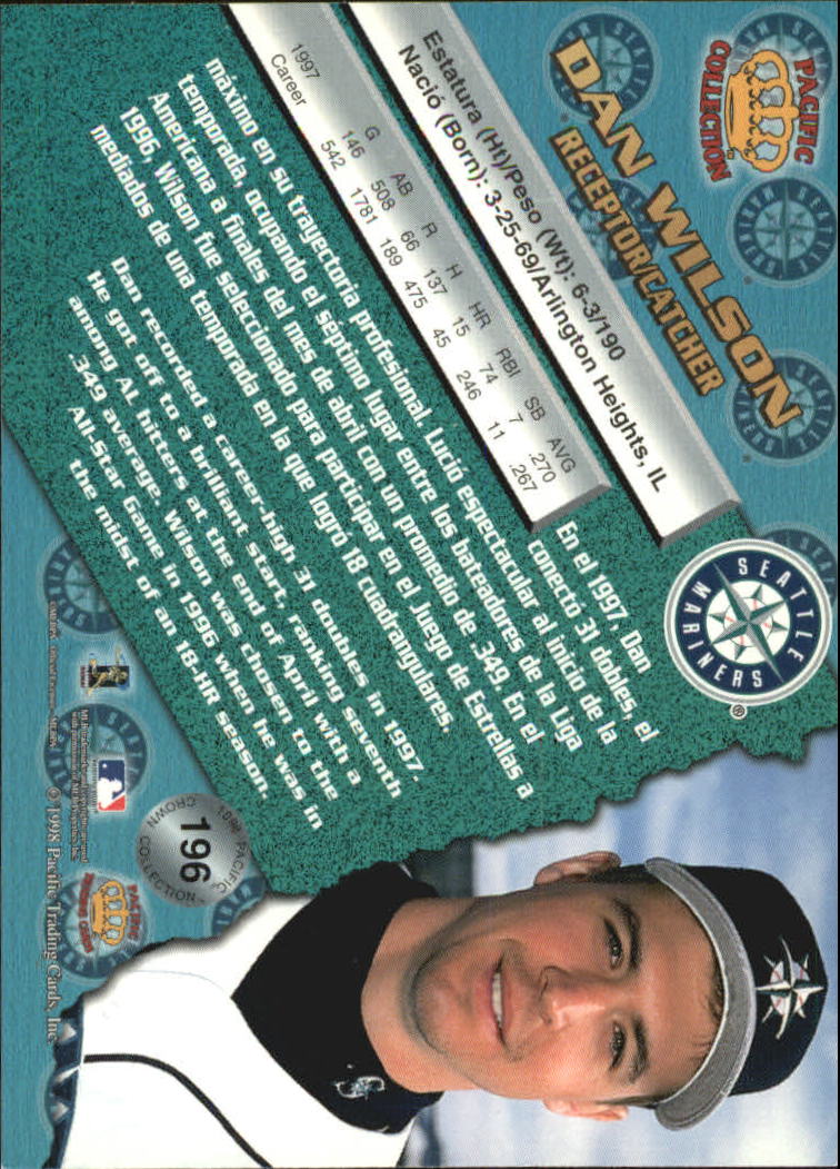 1998 Pacific Platinum Blue #196 Dan Wilson - NM-MT