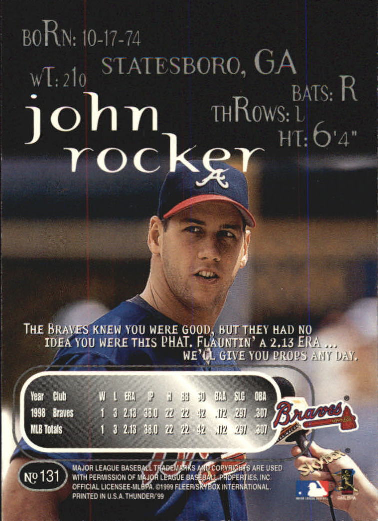 1999 SkyBox Thunder #131 John Rocker - NM-MT - Card Shack | Beckett ...