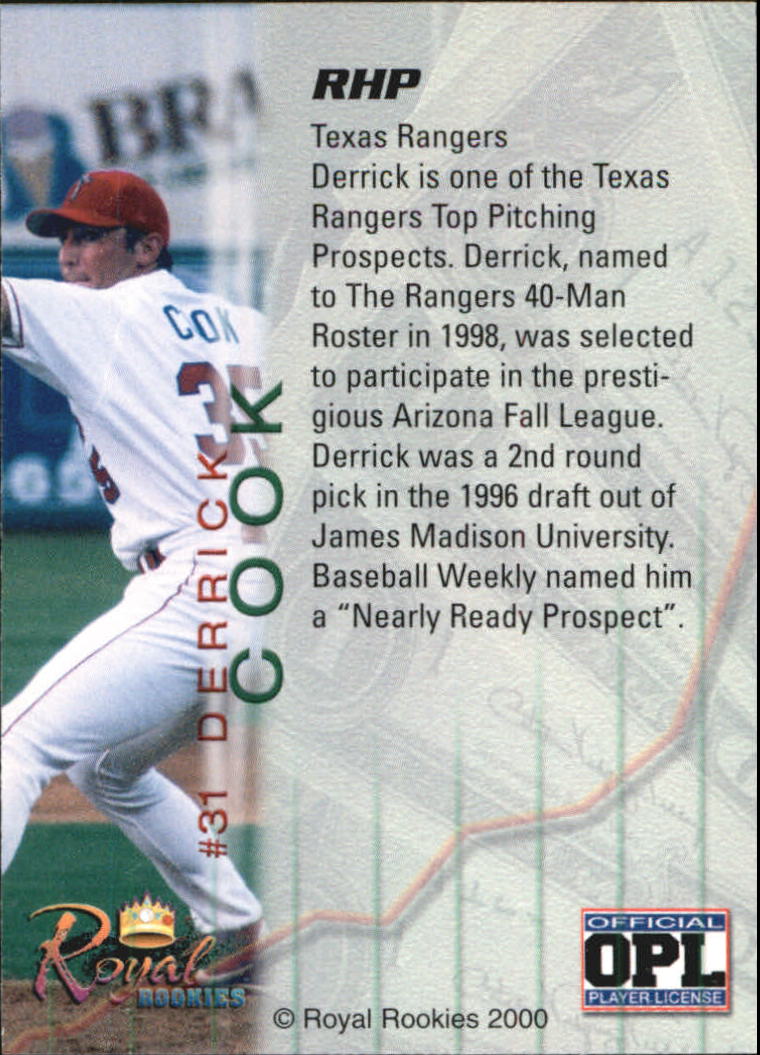2000 Royal Rookies Futures #31 Derrick Cook - NM-MT - Card Shack ...