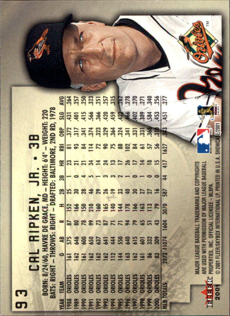 2001 Fleer Showcase #93 Cal Ripken - NM-MT