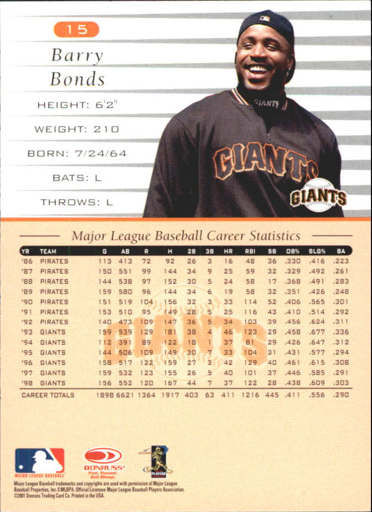 2001 Donruss 1999 Retro #15 Barry Bonds - NM-MT