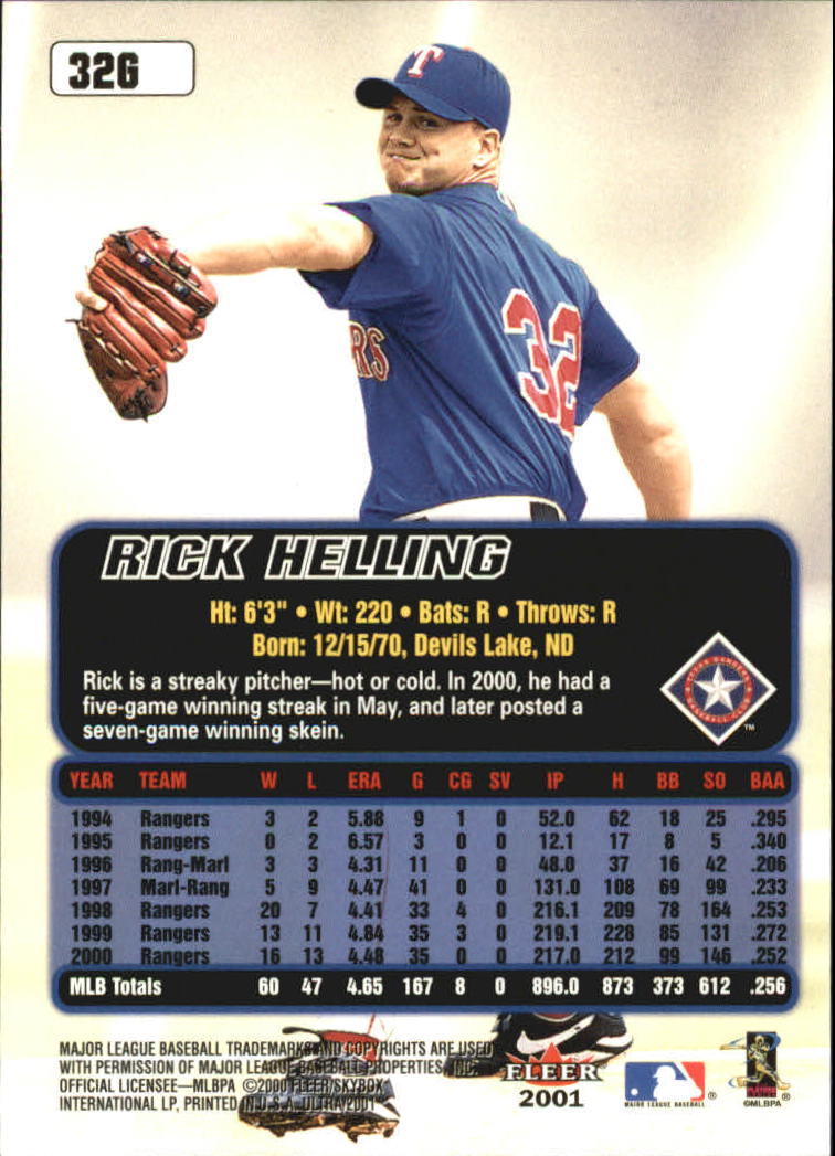 2001 Ultra Gold Medallion #32 Rick Helling - NM-MT