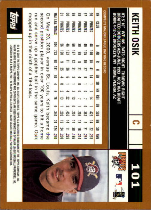 2002 Topps Limited #101 Keith Osik - Limited Edition Tiffany Version ...