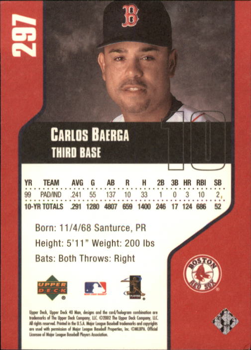 2002 Upper Deck 40-Man #297 Carlos Baerga - NM