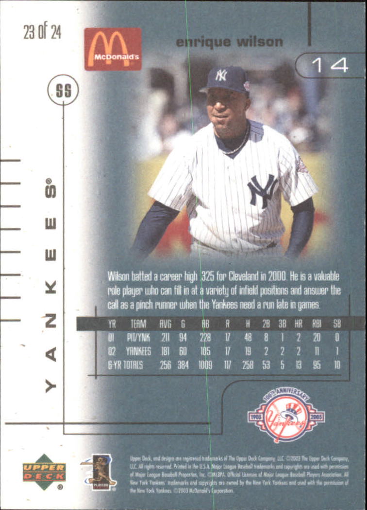 2003 Yankees McDonald's Upper Deck #23 Enrique Wilson - NM-MT
