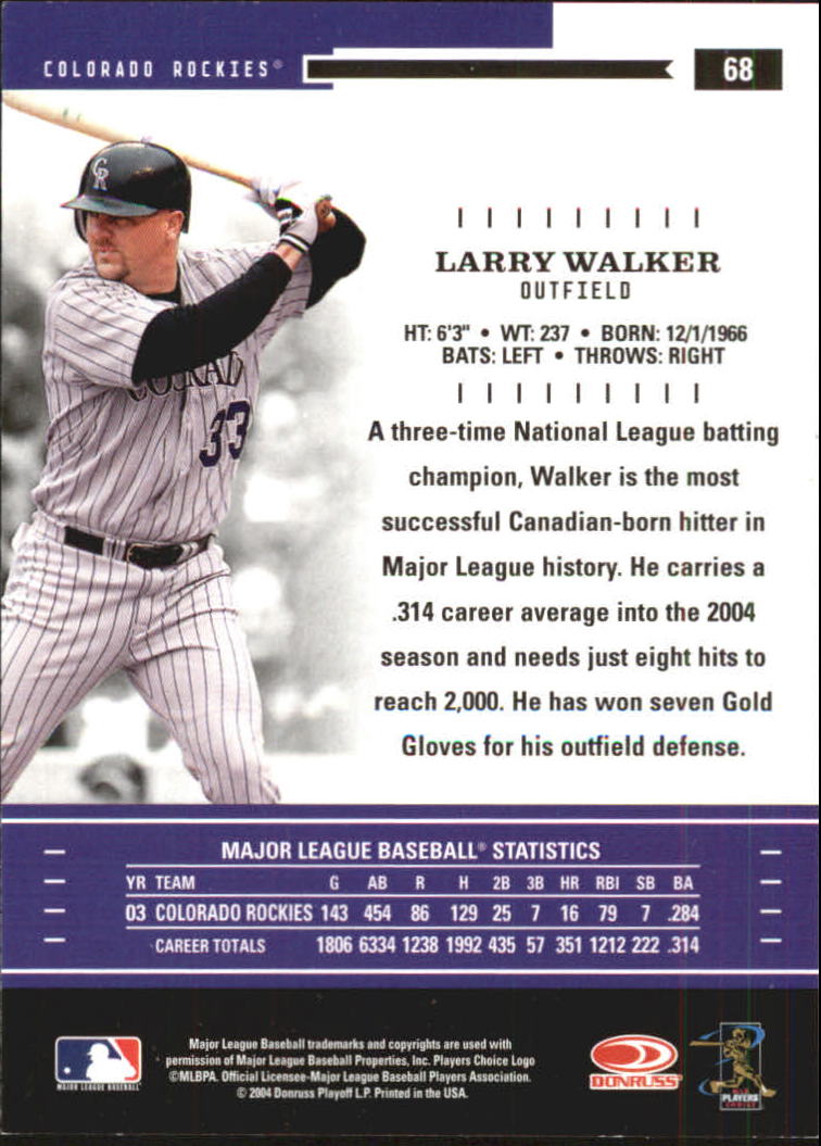 2004 Throwback Threads #68 Larry Walker - NM-MT