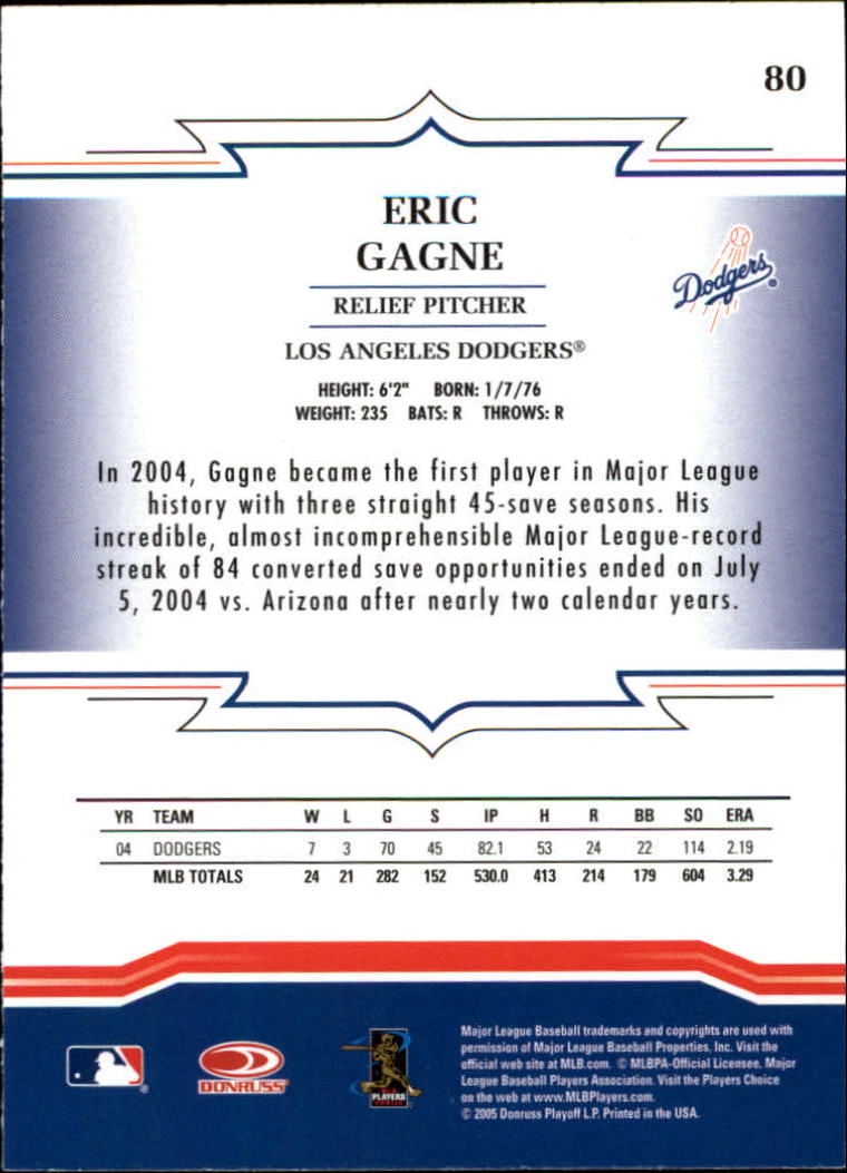 2005 Throwback Threads #80 Eric Gagne - NM-MT