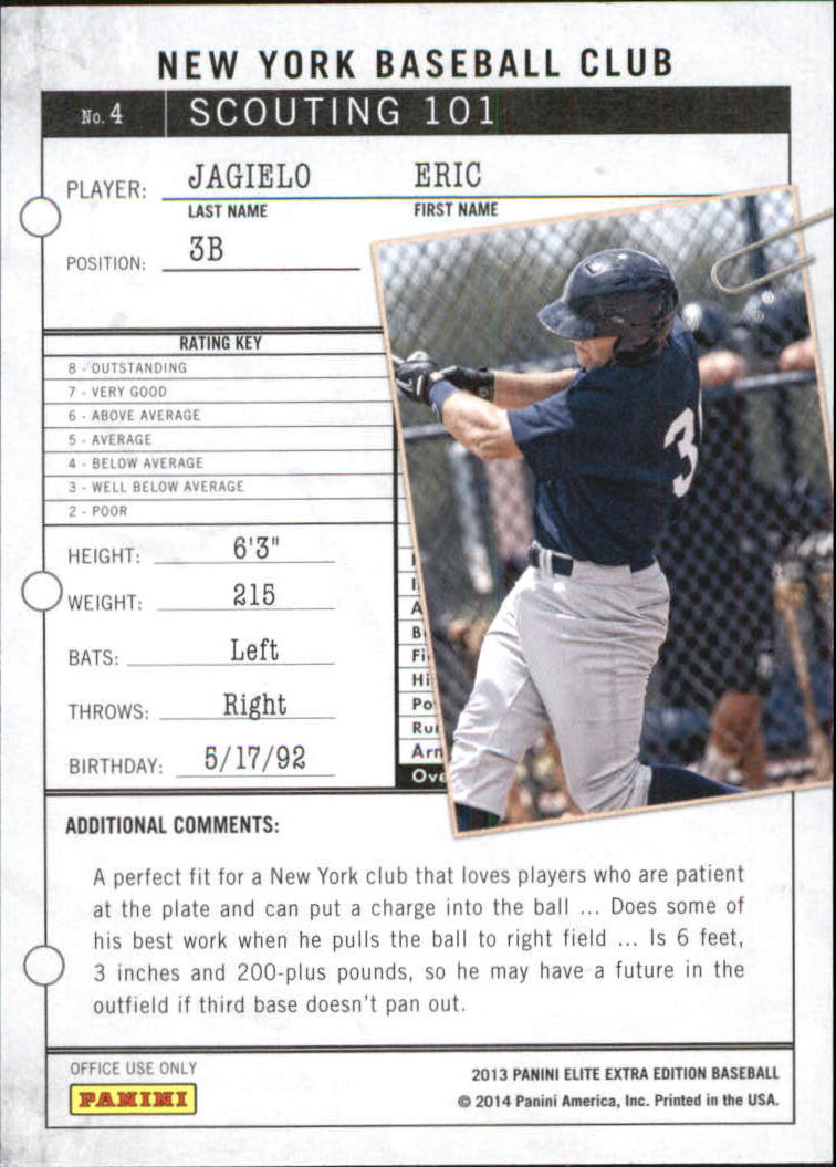 2013 Elite Extra Edition Scouting 101 #4 Eric Jagielo - NM-MT - Big Mac ...
