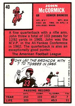 1966 Topps #40 John McCormick QB - VgEx+