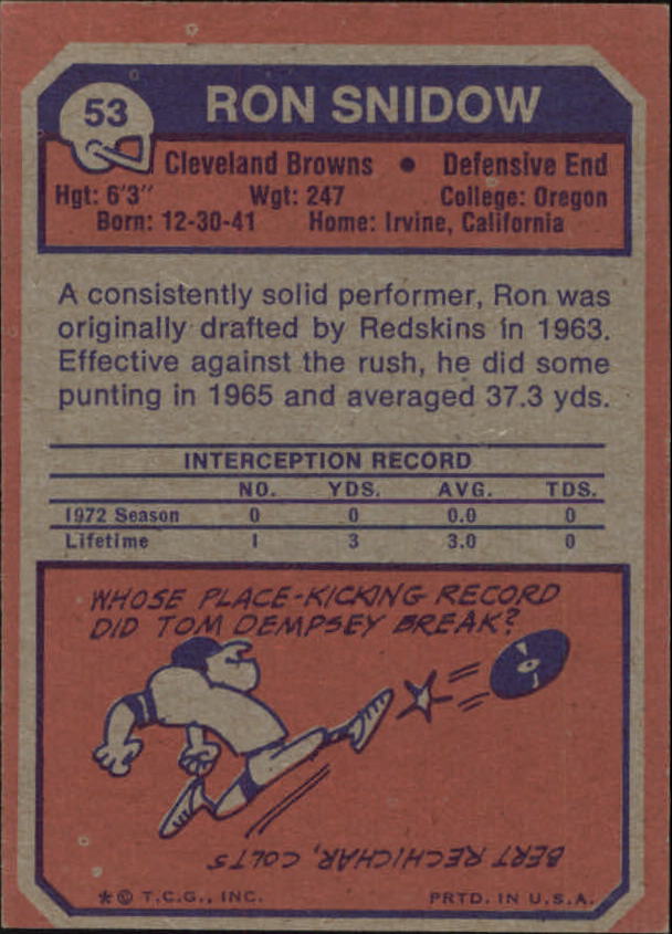 1973 Topps #53 Ron Snidow - EX