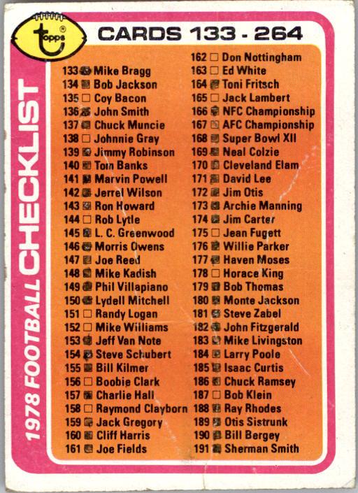 1978 Topps #257 Checklist 133-264 - NM