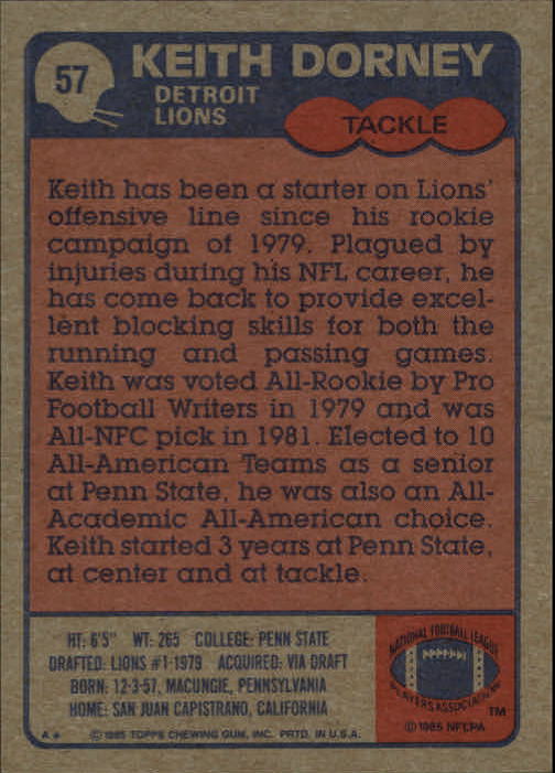 1985 Topps #57 Keith Dorney - NM-MT
