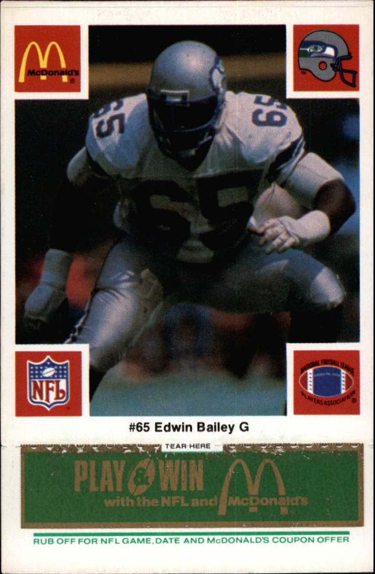 1986 McDonald's Seahawks Green Tab #65 Edwin Bailey DP - NM
