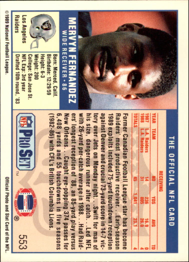 1989 Pro Set #553 Mervyn Fernandez RC - NM-MT - The Stadium | Beckett ...