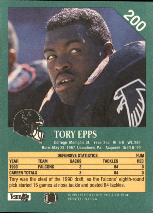 1991 Fleer #200 Tory Epps - A9274 - NM-MT