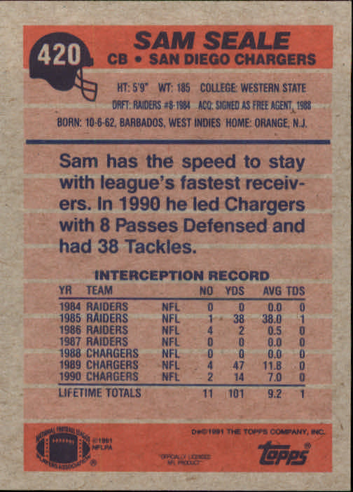 1991 Topps #420 Sam Seale - NM-MT