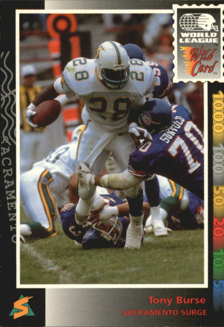 1992 Wild Card WLAF #46 Tony Burse - NM-MT