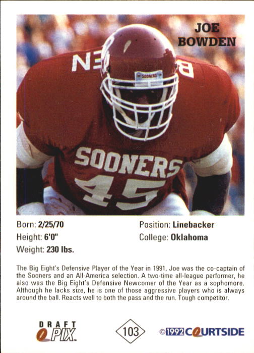 1992 Courtside #103 Joe Bowden - NM-MT