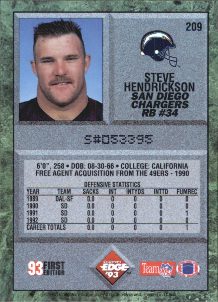1993 Collector's Edge #209 Steve Hendrickson - NM-MT