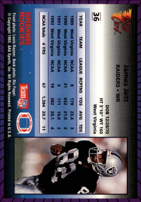 1993 Wild Card Superchrome Rookies #36 James Jett - NM-MT
