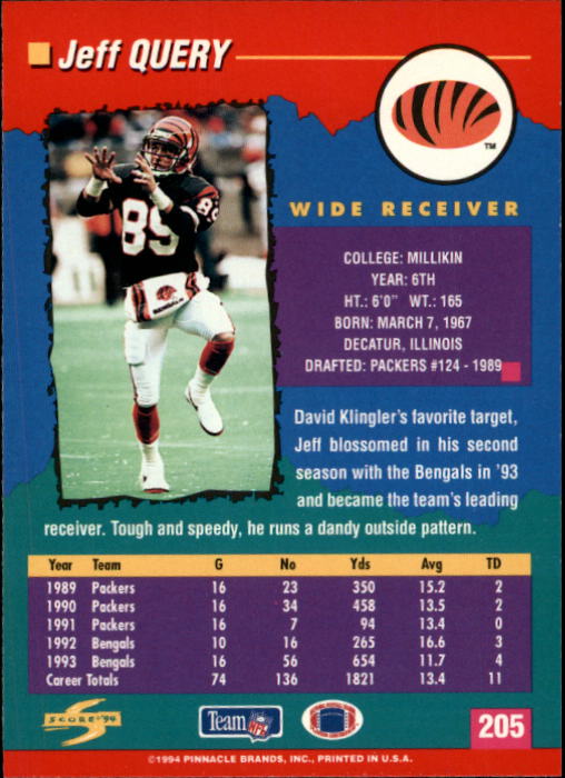 1994 Score #205 Jeff Query