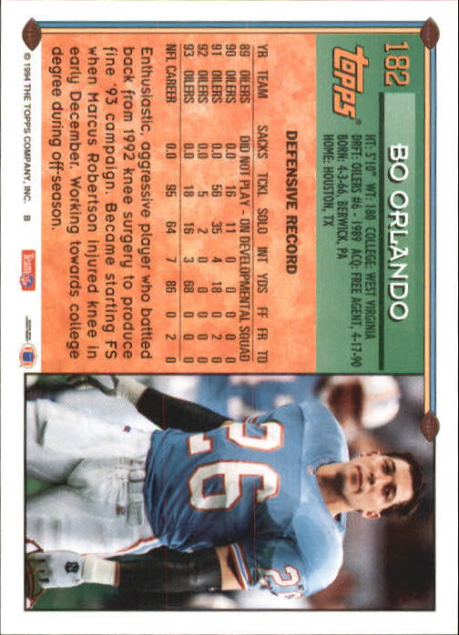 1994 Topps #182 Bo Orlando - @WHS - NM-MT