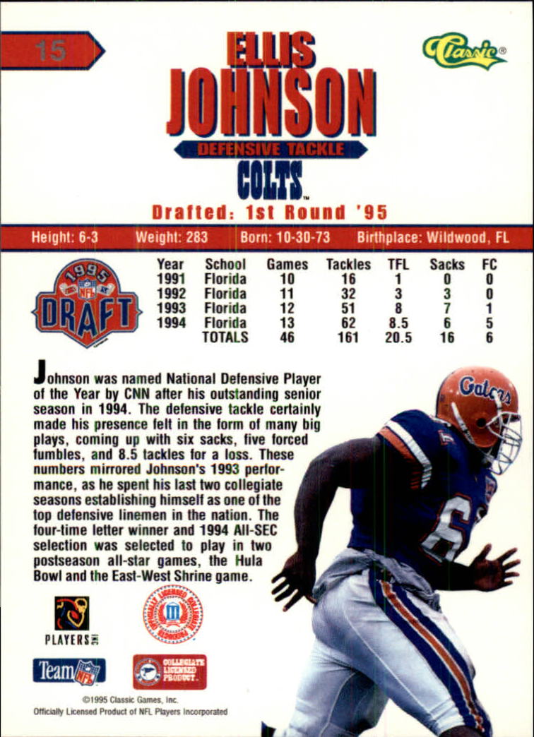 1995 Classic NFL Rookies #15 Ellis Johnson - NM-MT