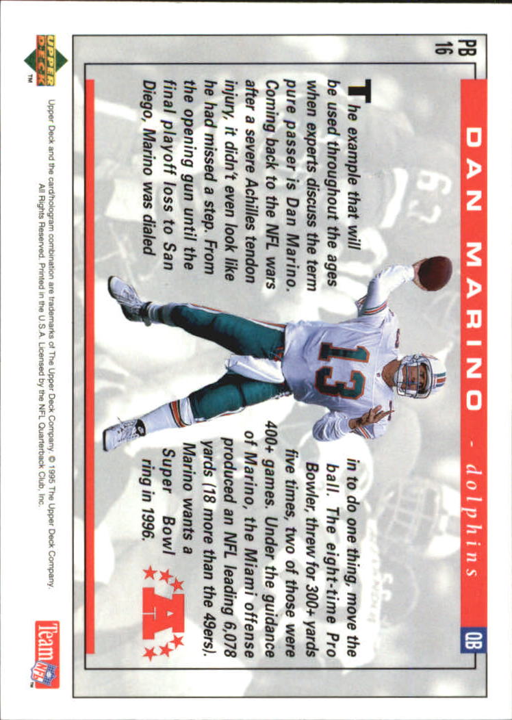 1995 Upper Deck Pro Bowl #PB16 Dan Marino - - Hologram Card - NM-MT