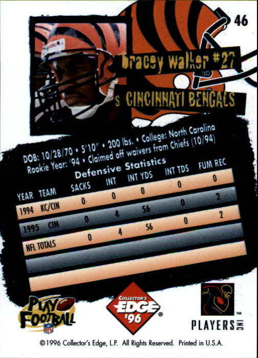 1996 Collector's Edge #46 Bracy Walker RC - NM-MT - Card Shack ...