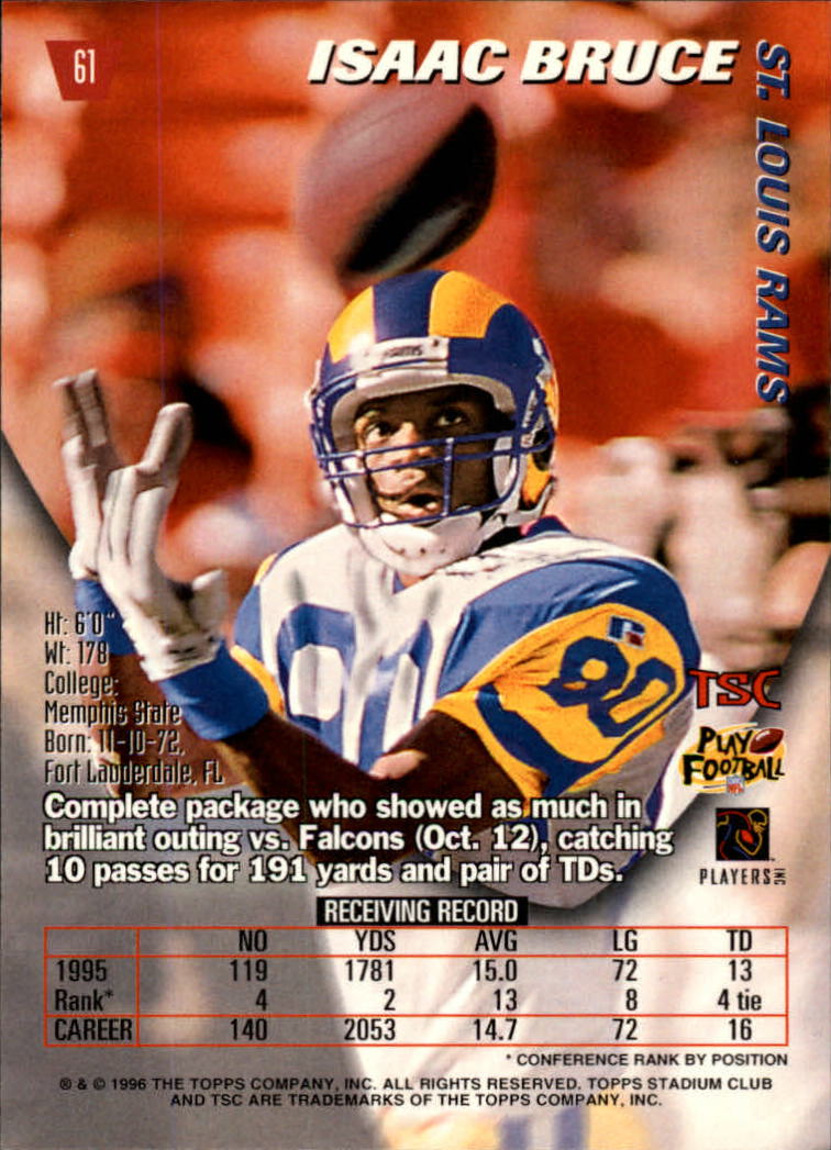 1996 Stadium Club #61 Isaac Bruce - NM-MT
