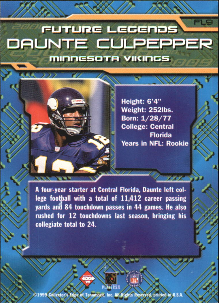 1999 Collector's Edge First Place Future Legends #FL9 Daunte Culpepper - NM-MT - DRTrading Card ...