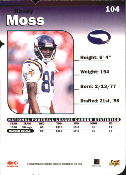 1999 Donruss Elite Status #104 Randy Moss/84 - NM-MT
