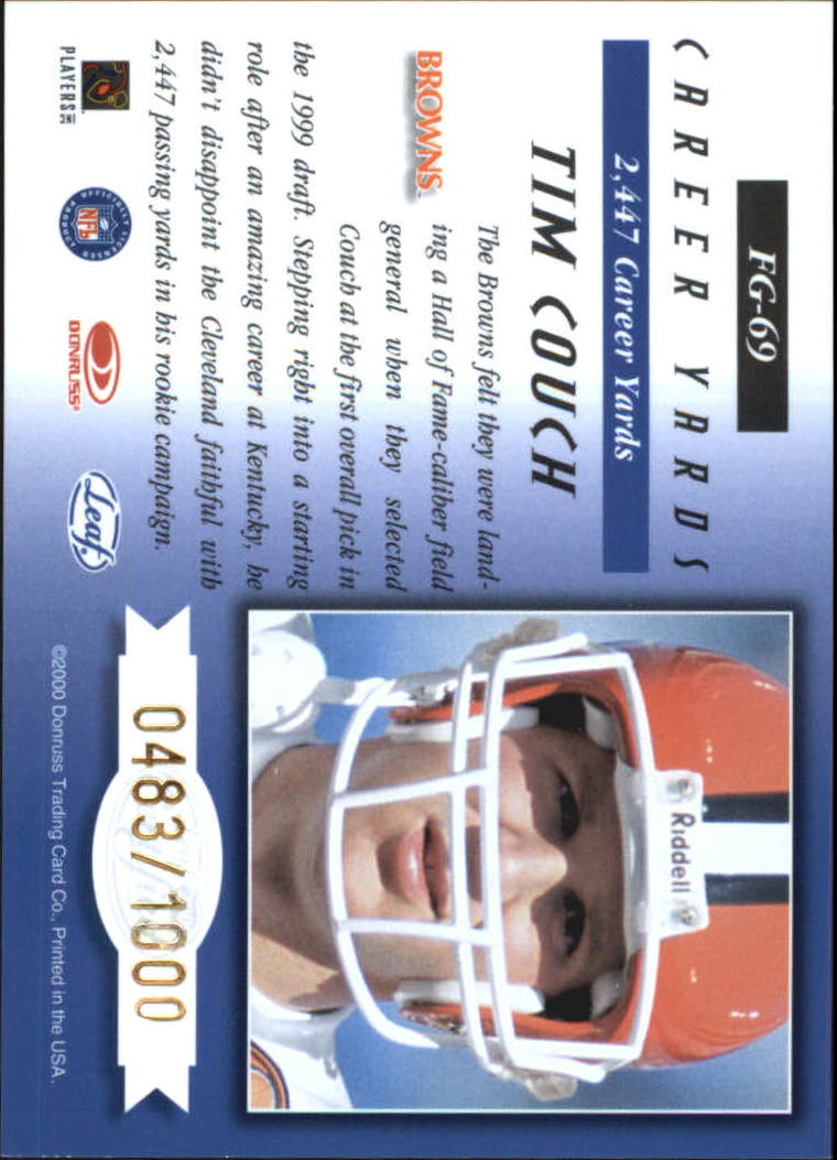 2000 Leaf Certified Fabric of the Game #FG69 Tim Couch/1000 - NM-MT ...