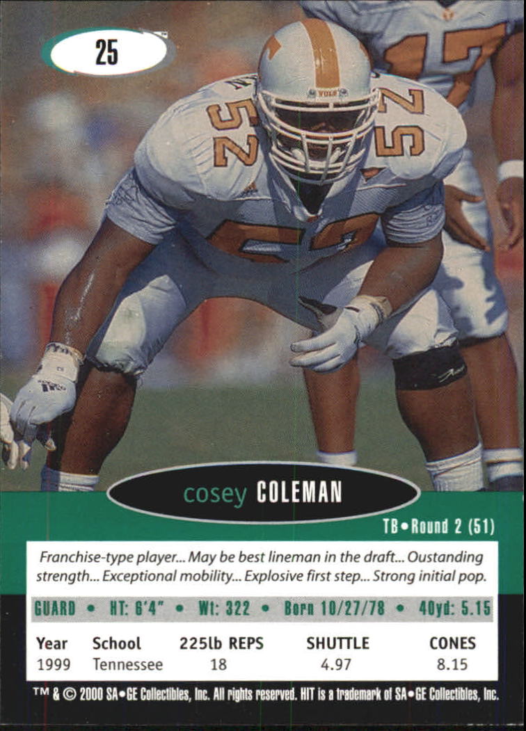 2000 SAGE HIT #25 Cosey Coleman - NM-MT