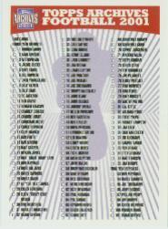 2001 Topps Archives #NNO Checklist - NM-MT