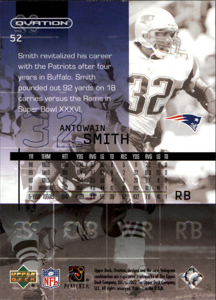 2002 Upper Deck Ovation #52 Antowain Smith - NM-MT