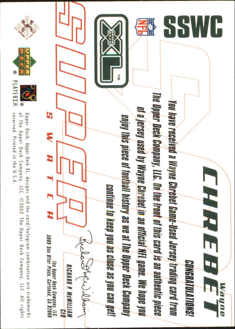 2002 Upper Deck XL Super Swatch Jerseys Grey Background #SSWC Wayne ...