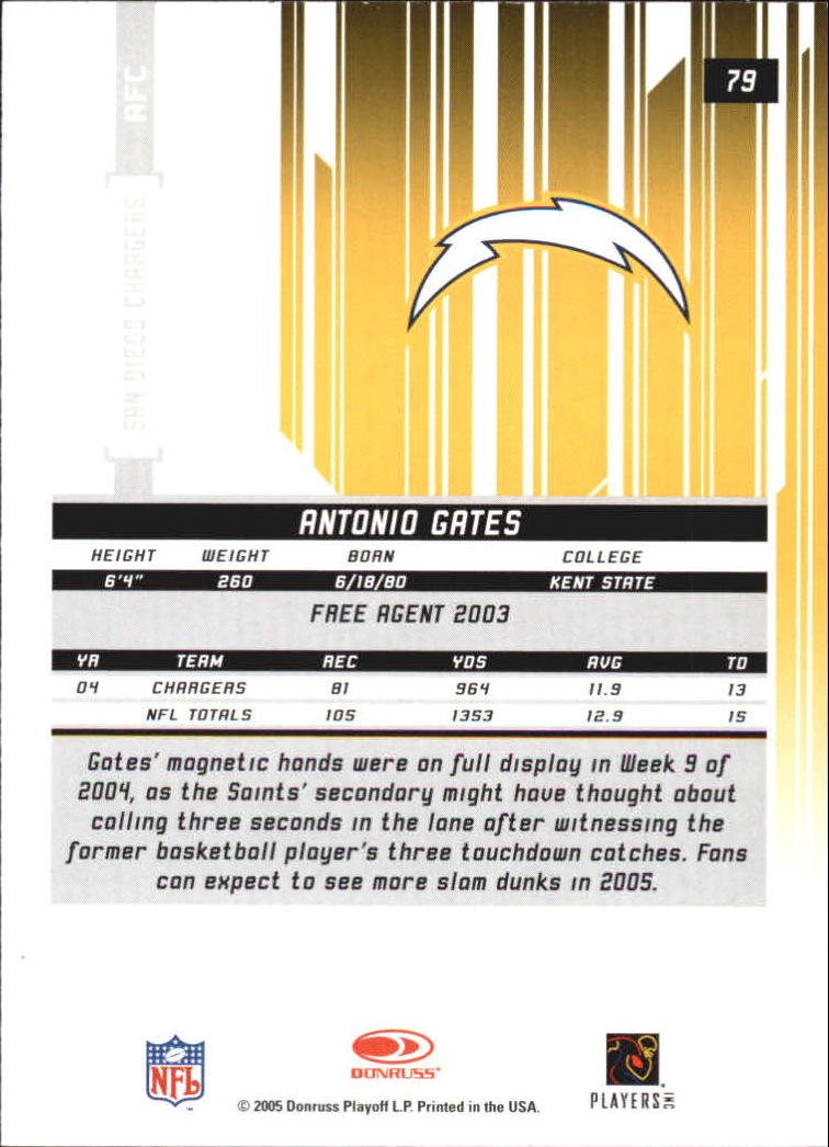 2005 Leaf Rookies and Stars Longevity #79 Antonio Gates - NM-MT