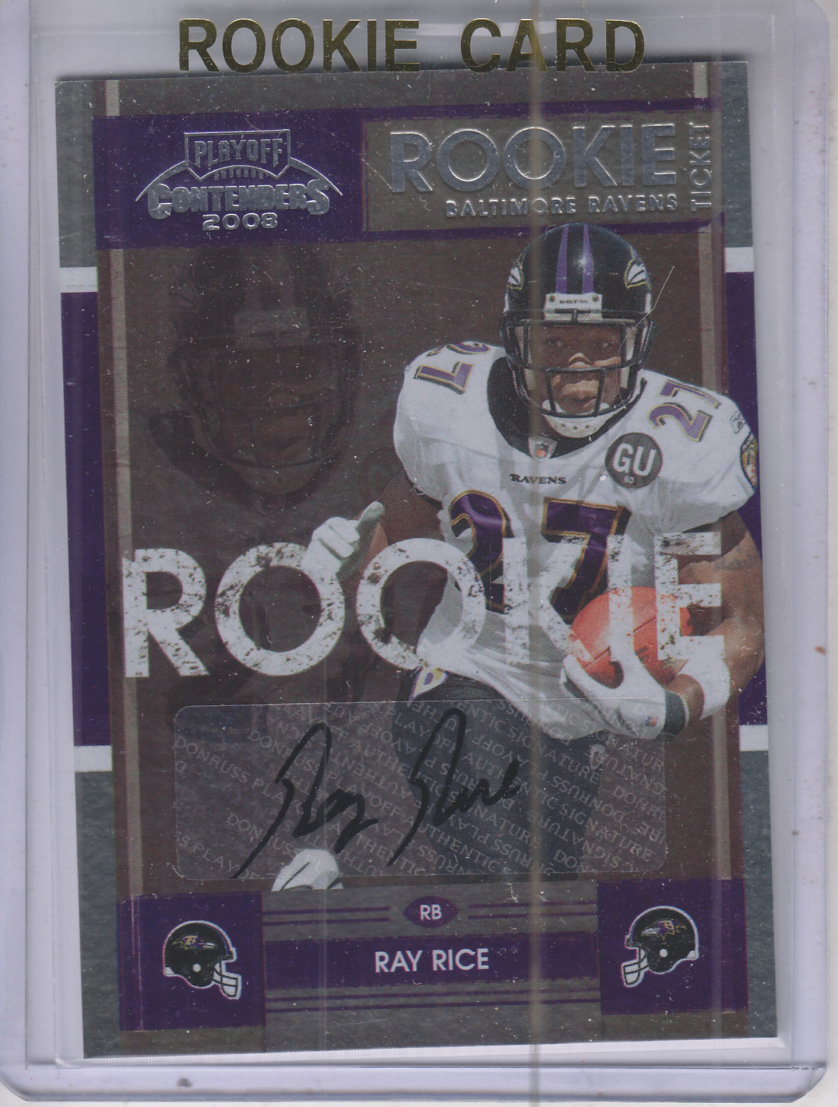 2008 Playoff Contenders #188 Ray Rice AU RC - NM-MT - Three Stars ...