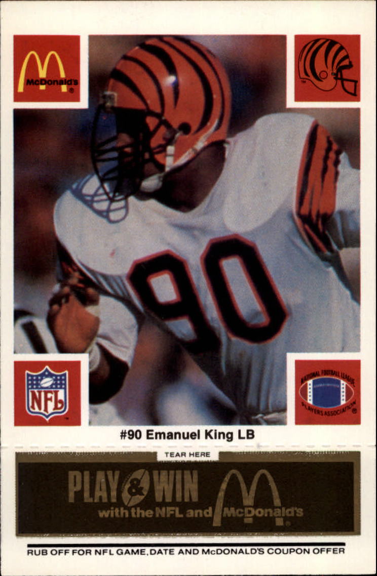 1986 McDonald's Bengals Black Tab #90 Emanuel King - A5676 - NM-MT
