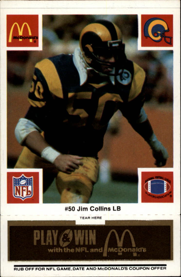 1986 McDonald's Rams Black Tab #50 Jim Collins DP - EX-MT