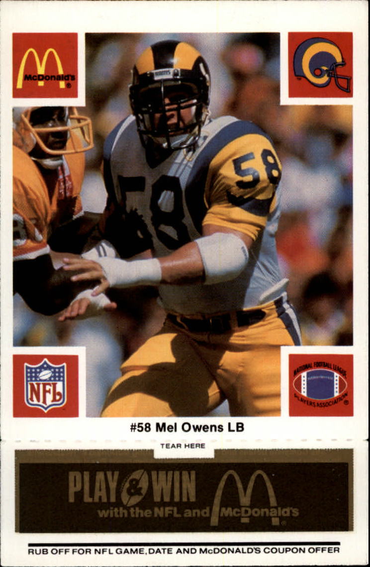 1986 McDonald's Rams Black Tab #58 Mel Owens - NM