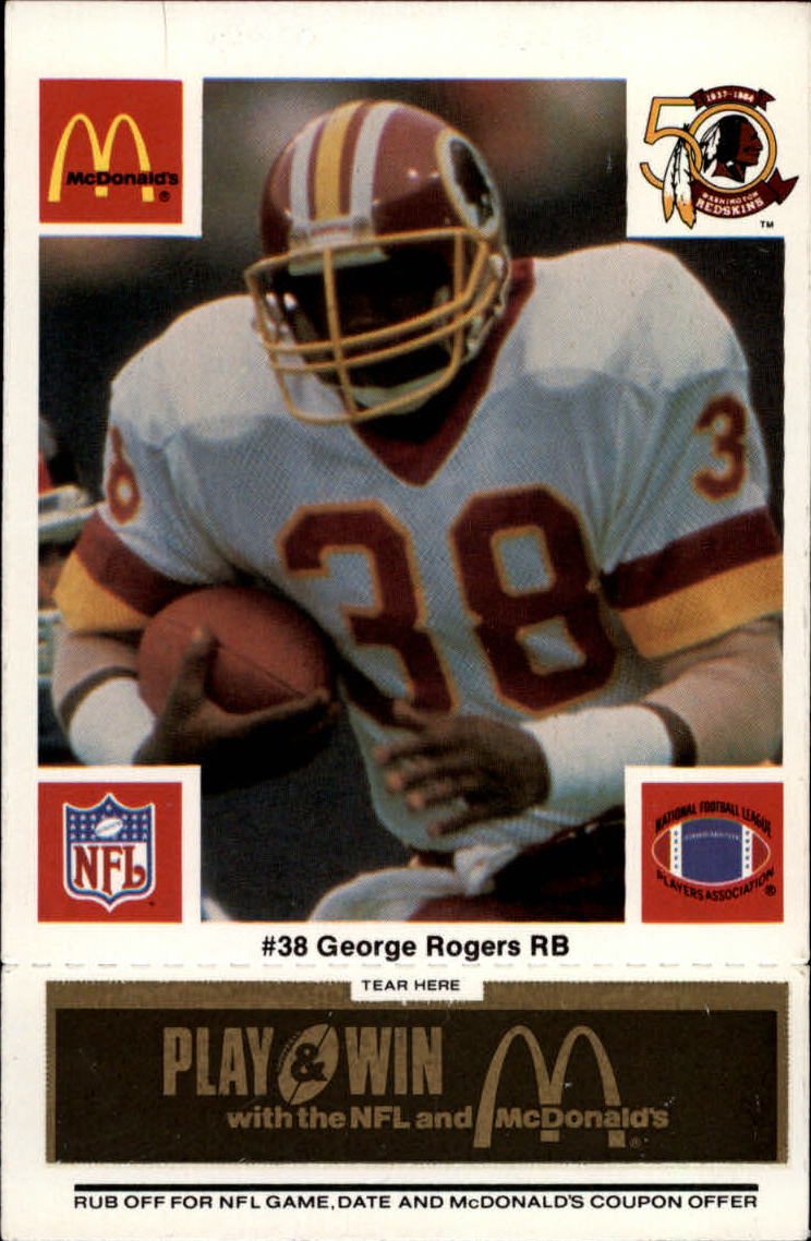1986 McDonald's Redskins Black Tab #38 George Rogers - EX-MT
