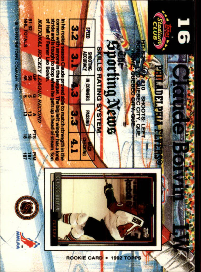 1992-93 Stadium Club #16 Claude Boivin - NM-MT