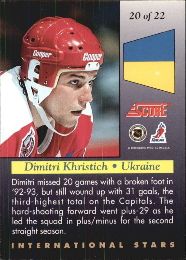 1993-94 Score International Stars #20 Dimitri Khristich - NM-MT - THE ...