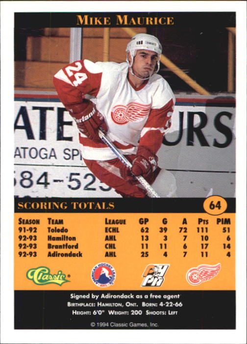 1994 Classic Pro Prospects #64 Mike Maurice - NM-MT