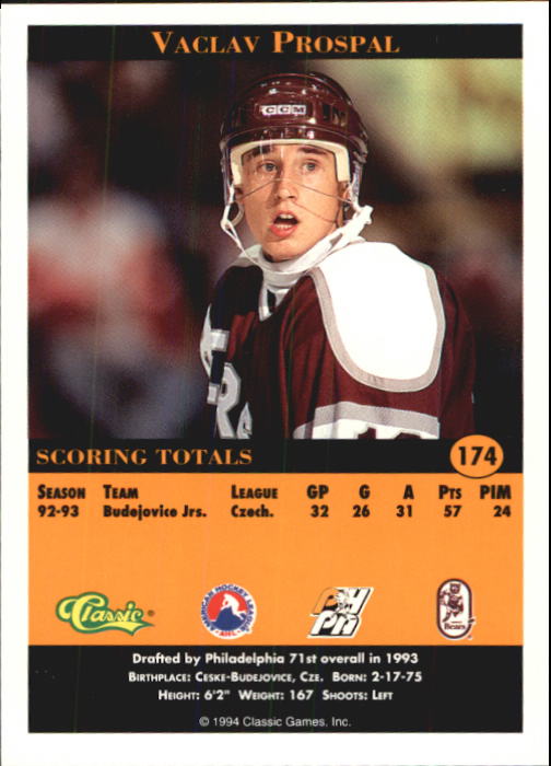 1994 Classic Pro Prospects #174 Vaclav Prospal - NM